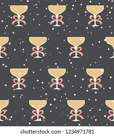 Champagne Seamless Pattern Retro Style Vector Stock Vector (Royalty ...