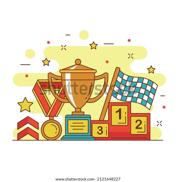 Champion Winner Concept Website Illustration Design Stock Vector ...