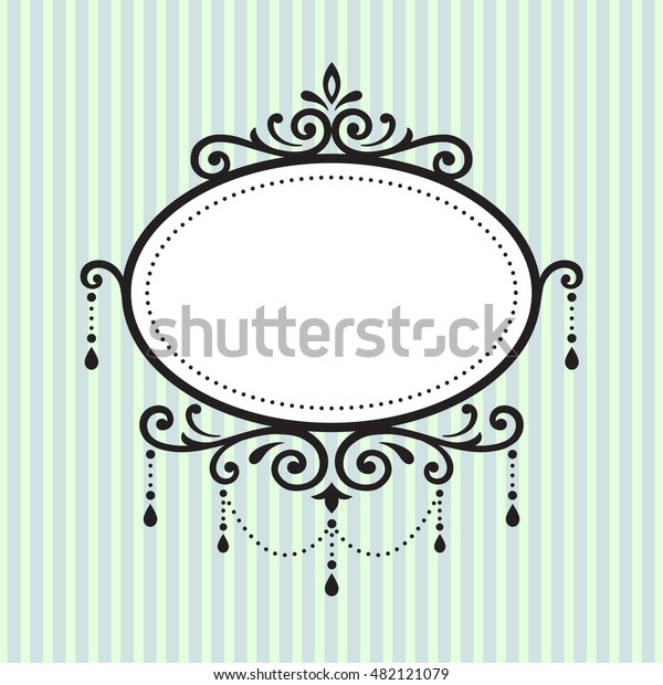 「Chandelier Vintage Border Frame On Cyan」のベクター画像素材（ロイヤリティフリー） 482121079