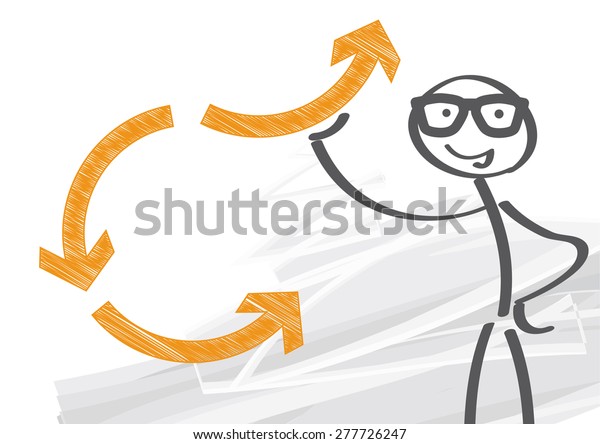 Changing Directions Vector Illustration Stick Figure Stok Vektör ...