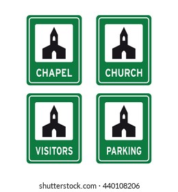 Chapel Church Sign Vector Set Stock Vector (Royalty Free) 440108206 ...
