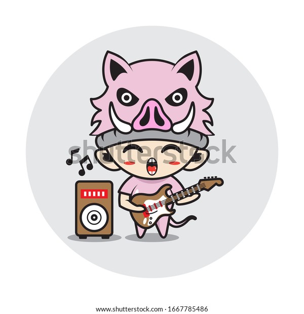 Character Boy Pig Costume Stock Vector (Royalty Free) 1667785486