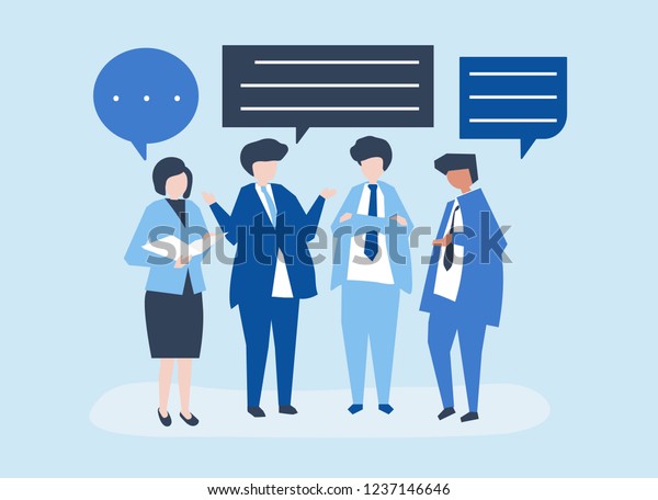 Character Business People Having Discussion Illustration Stock Vector ...