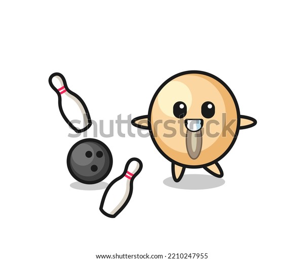 Character Cartoon Soy Bean Playing Bowling Stock Vector (Royalty Free ...
