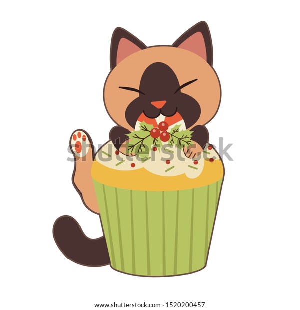 Character Cute Cat Garp Big Cupcake Stock Vector (Royalty Free ...
