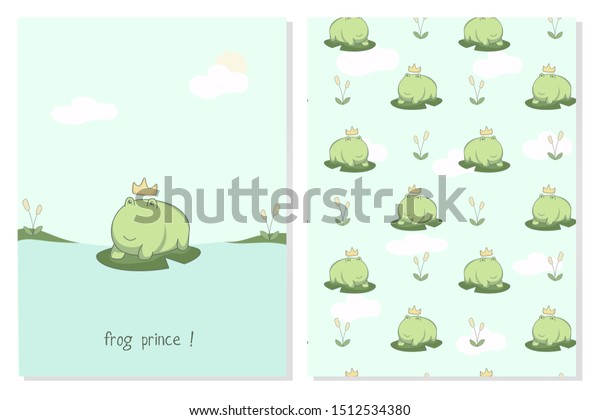 Character Cute Frog Prince On Lake Stock Vector (Royalty Free ...