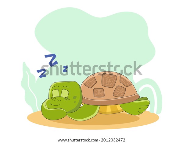 Character Cute Sleeping Turtle Isolated On Stock Vector (Royalty Free ...