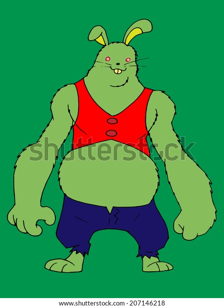 Character Design Cartoon Powerful Bunny Stock Vector (Royalty Free ...