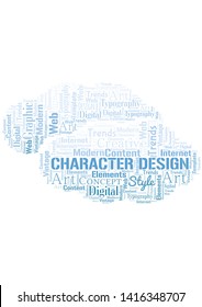 Character Design Word Cloud Wordcloud Made Stock Vector (Royalty Free ...