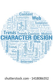 Character Design Word Cloud Wordcloud Made Stock Vector (Royalty Free ...