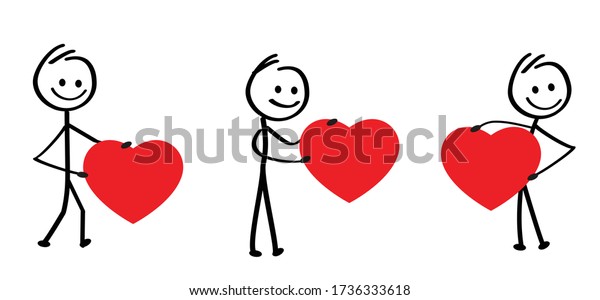 Character Happy Stickman Love Funny Drawing Stock Vector (Royalty Free ...