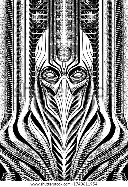 Character Horror Dark Cyborg Demon Mask Stock Vector (Royalty Free ...