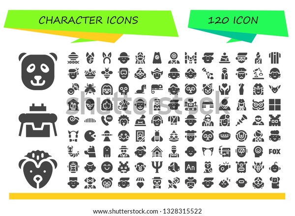 Character Icon Set 120 Filled Character Stock Vector (Royalty Free ...