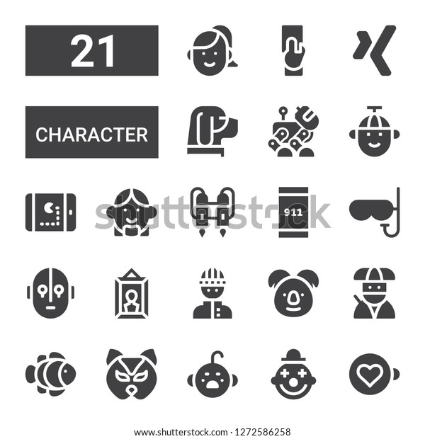 Character Icon Set Collection 21 Filled Stock Vector (Royalty Free ...
