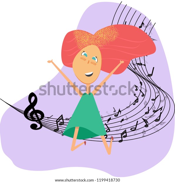 Character Jumping Music Notes Happiness Stock Vector (Royalty Free ...