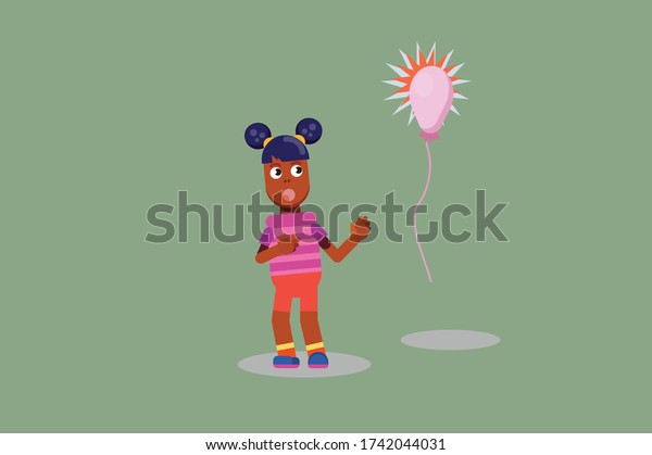 Character Little Girl Exploding Balloon Simple: เวกเตอร์สต็อก (ปลอดค่า ...
