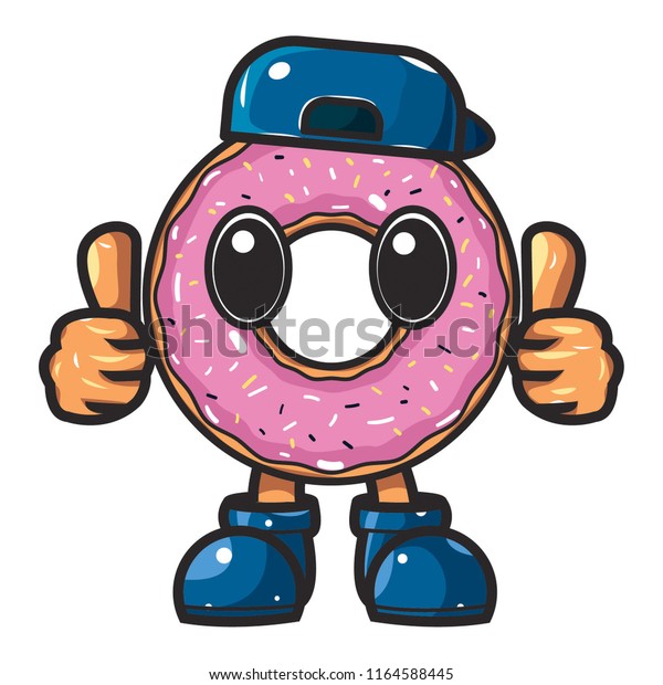 Character Mascot Donut Theme Looks Funny Stock Vector (Royalty Free ...