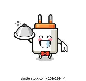 Character Mascot Power Adapter Waiters Cute Stock Vector (Royalty Free ...