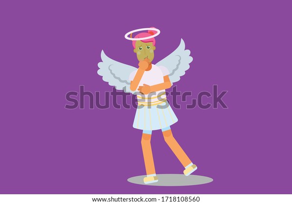 Character Nausea Angel Halloween Theme Simple Stock Vector (Royalty ...