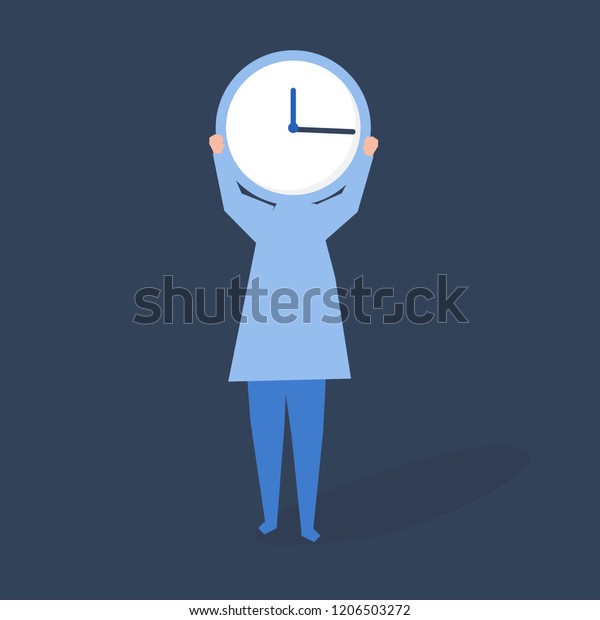 Character Person Clock Head Illustration Stock Vector (Royalty Free ...