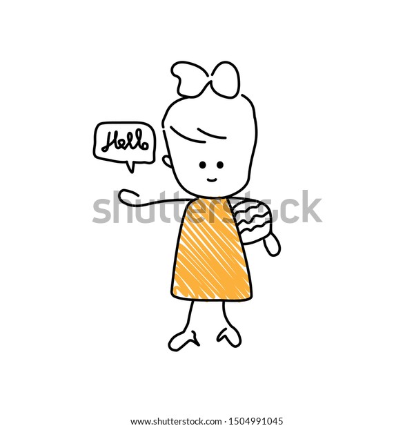 Character Saying Hello Emoji Editable Line Stock Vector (Royalty Free ...