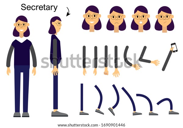 Character Secretary Character Animation Vector Character: vetor stock ...