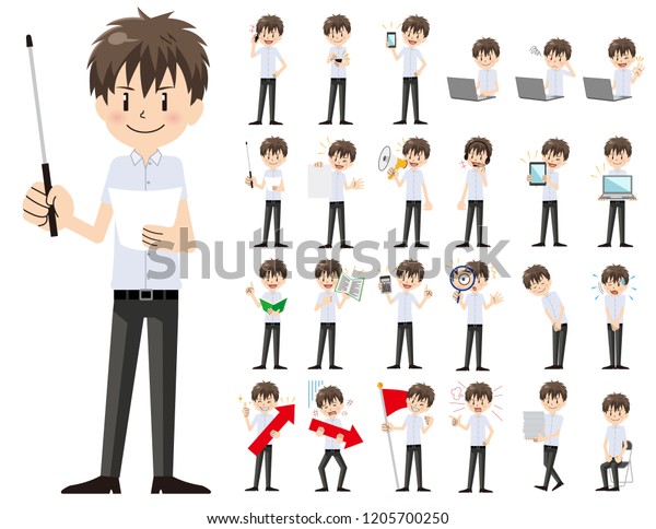 Character Set Schoolboy There Gestures Poses Stock Vector (Royalty Free ...