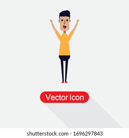 Character Simple Character Raised Two Hands Stock Vector (Royalty Free ...