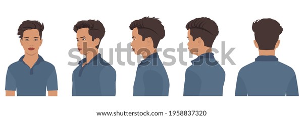 Character Turnaround Man Face Front Back Stock Vector (Royalty Free ...