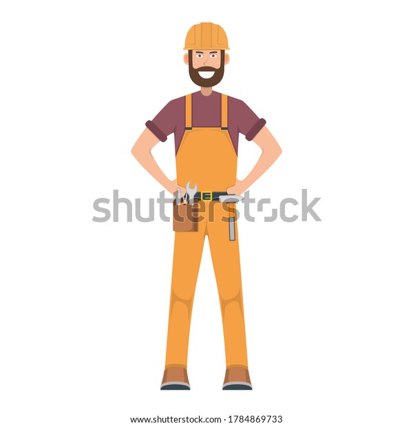 Character Workman Standing Isolated On White Stock Vector (Royalty Free ...