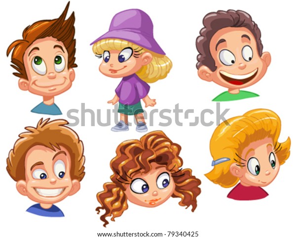 Characters Funny Kids On White Background Stock Vector (Royalty Free ...