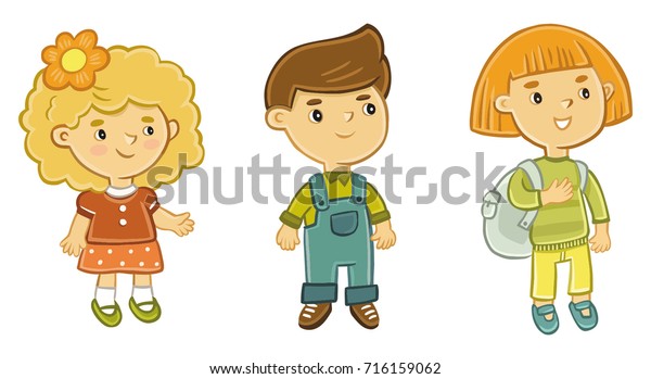 Characters Girl Boy Funny Style Stock Vector (Royalty Free) 716159062 ...