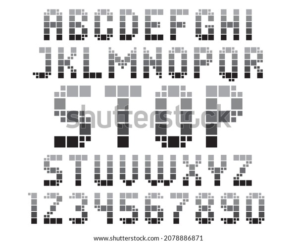 Characters Latin Alphabet Made Squares Gray Stock Vector (Royalty Free ...