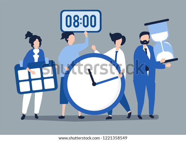 Characters People Holding Time Management Concept Stock Vector (Royalty ...