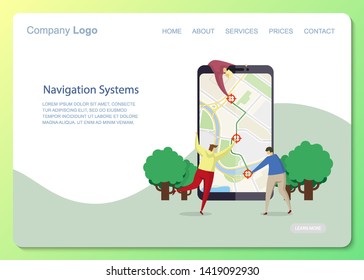 Characters People Navigation Flat Cartoon Style Stock Vector (Royalty ...