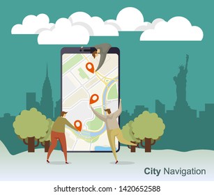 Characters People Navigation Flat Cartoon Style 库存插图 1537760948 ...