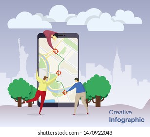 Characters People Navigation Flat Cartoon Style Stock Vector (Royalty ...
