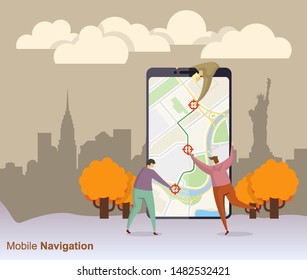 Characters People Navigation Flat Cartoon Style 스톡 일러스트 1519096556 ...