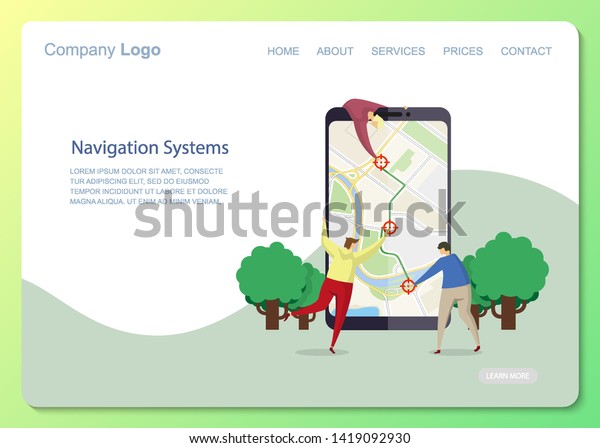 Characters People Navigation Flat Cartoon Style Stock Vector (Royalty ...