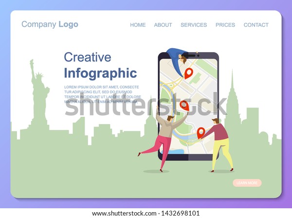 Characters People Navigation Flat Cartoon Style Stock Vector (Royalty ...