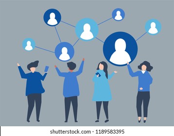 Characters People Their Social Network Illustration Stock Vector ...