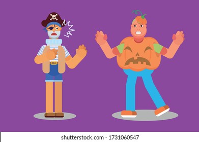 Characters Pirate Arguing Fat Boy Halloween Stock Vector (Royalty Free ...