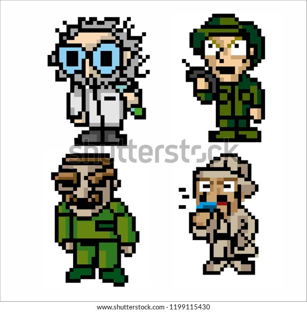 Characters Pixel Art Videogame Retro Design Stock Vector (Royalty Free ...