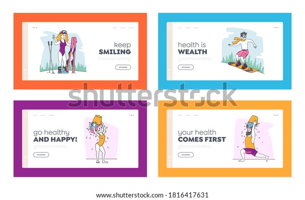 Characters Temper Landing Page Template Set Stock Vector (Royalty Free ...