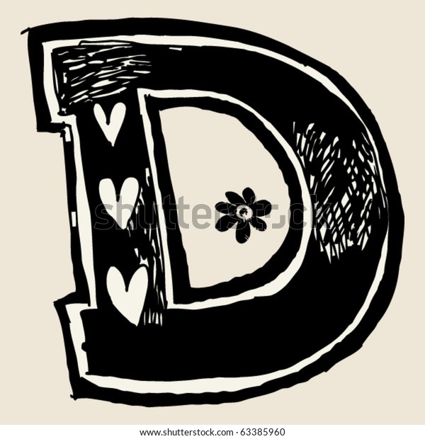 Charcoal Alphabet Doodle D Stock Vector (Royalty Free) 63385960 ...