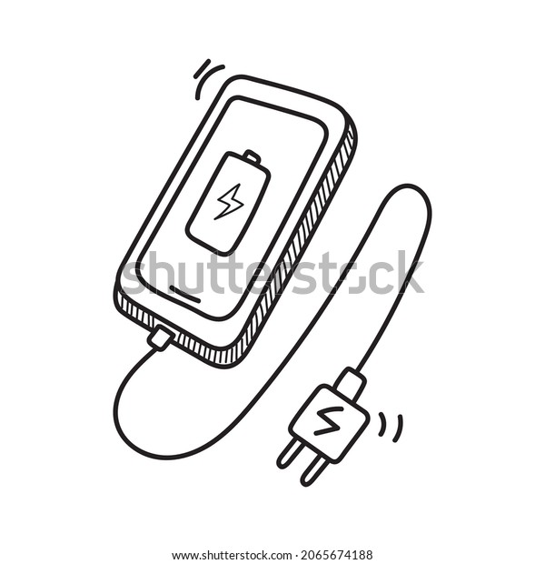 Charge Phone Vector Illustration Doodle Drawing Stock Vector (Royalty ...