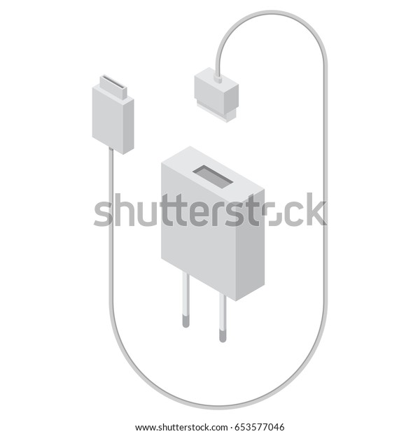 Charger Isometric Viewusb Cord Plugsimple Vector Stock Vector (Royalty ...