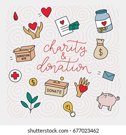 Charity Donation Hand Drawn Vector Script Stock Vector (Royalty Free ...