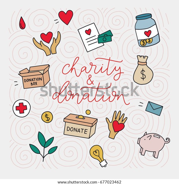 Charity Donation Hand Drawn Vector Script Stock Vector (Royalty Free ...