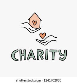 Charity Hand Drawn Vector Illustration Hand Stock Vector (Royalty Free ...